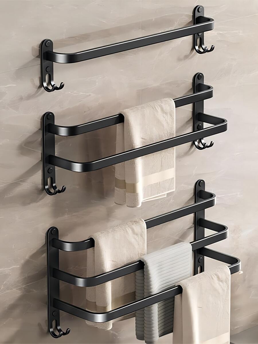 1pc Towel Hanger, Punch Free, Space Aluminum Towel Rack, Toilet Towel ...
