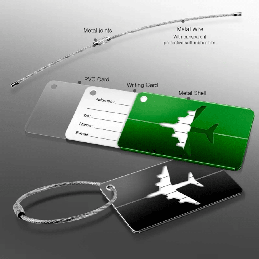 8Pcs Colorful Aluminium Luggage Tags With Name ID Cards, Stainless ...