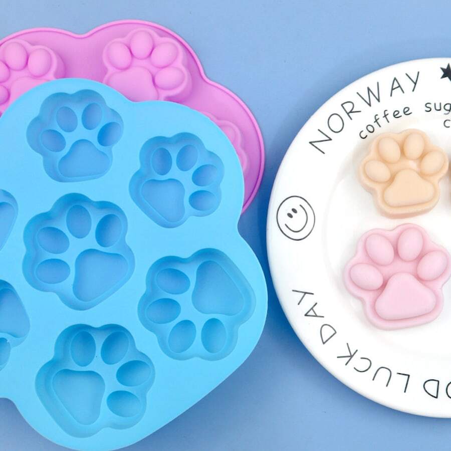 Diy 7 Grids Silicone Mold With Cat Paw Prints Design, Used For Fondant ...