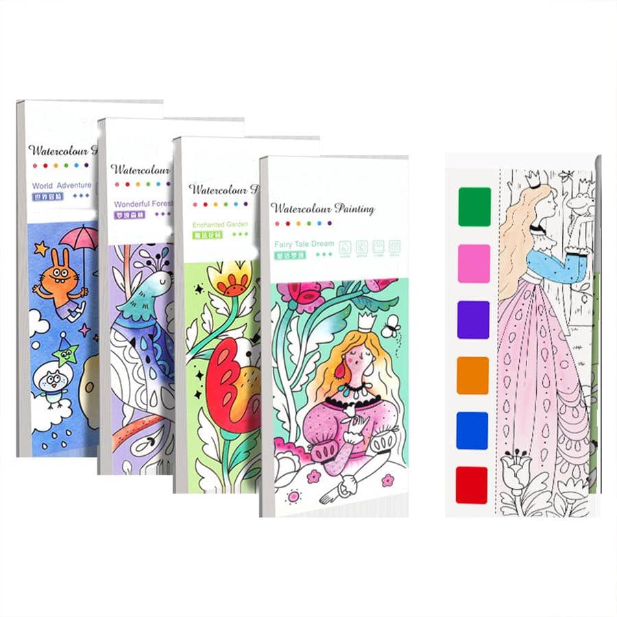 Creative Watercolor Coloring Book DIY Drawing Notebook Cartoon Sticky ...