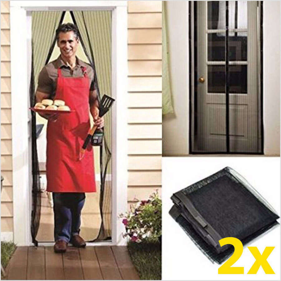 2x Auto Mesh Hands-Free Screen Door Mesh Magnets Anti-bug fly Mosquito ...