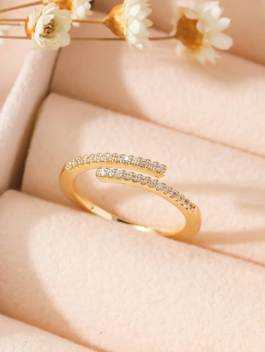 18KGP CZ Ring Copper Plated Gold Anti-Allergy For Women 1Piece | SHEIN USA