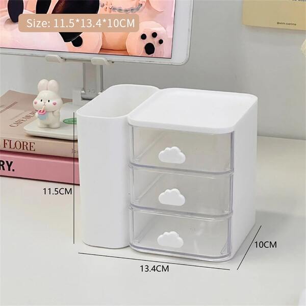 1pc Cloud Shaped Desk Pen Holder With Multiple Grids, Drawers, Multi ...