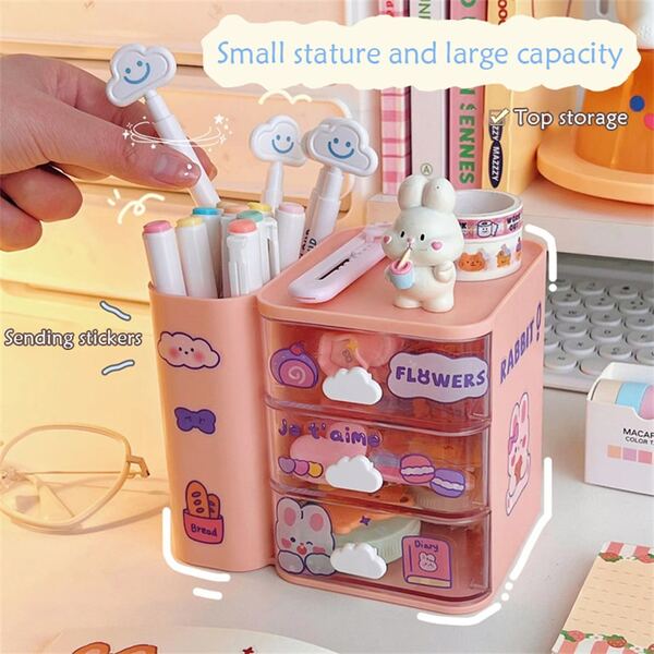 1pc Cloud Shaped Desk Pen Holder With Multiple Grids, Drawers, Multi ...