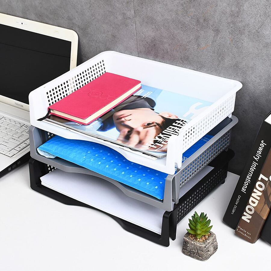 Plastic Office File Storage Basket For A4 Papers, Books, Magazines With ...