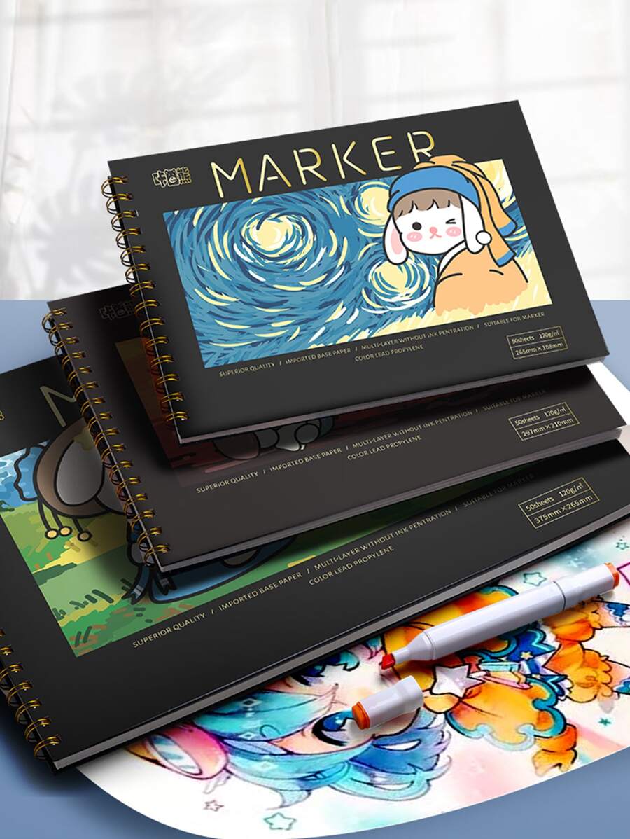 A4 Cartoon Rabbit Blank Drawing Marker Book, Random Design (approximately 50 Pages) | SHEIN USA
