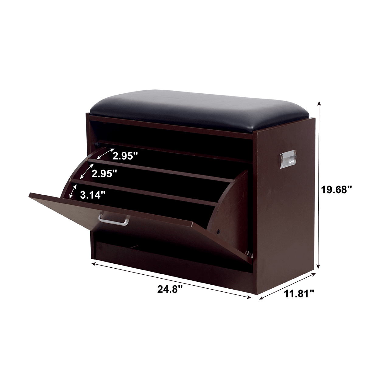 Wood Shoe Bench with Storage, Hidden Shoe Storage with Seat Cushion ...