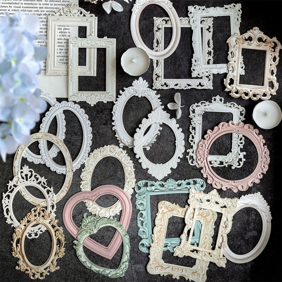 10Pcs Openwork Embossed Vintage Frame Collage Card Diy Material Paper ...
