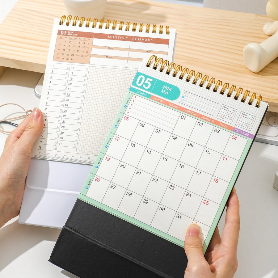 Desk Calendar 2023-2024, Standing Flip Small Desktop Calendar from Now ...
