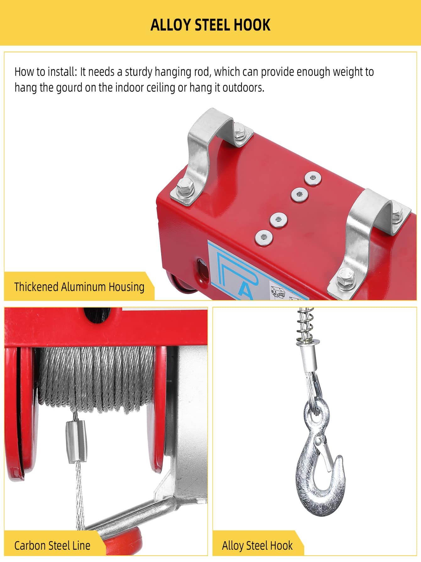 Electric Hoist, 440 LBS Lift Electric Hoist Crane Power System with ...