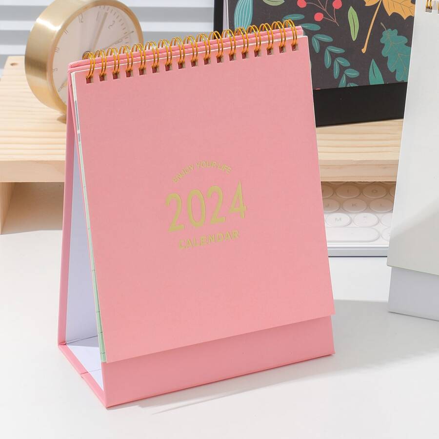 Desk Calendar 2023-2024, Standing Flip Small Desktop Calendar From Now ...