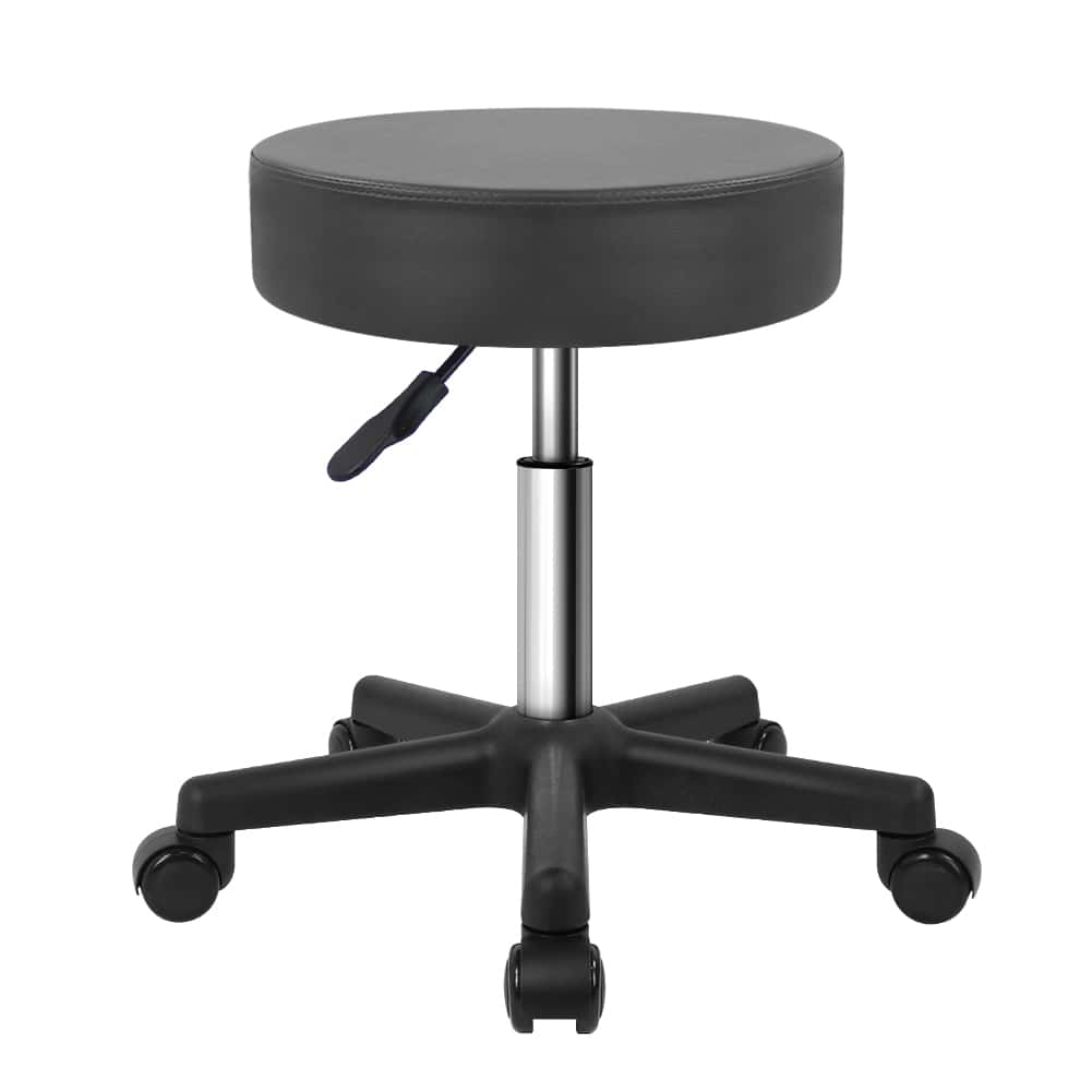 KKTONER Round Rolling Stool PU Leather Height Adjustable Swivel ...