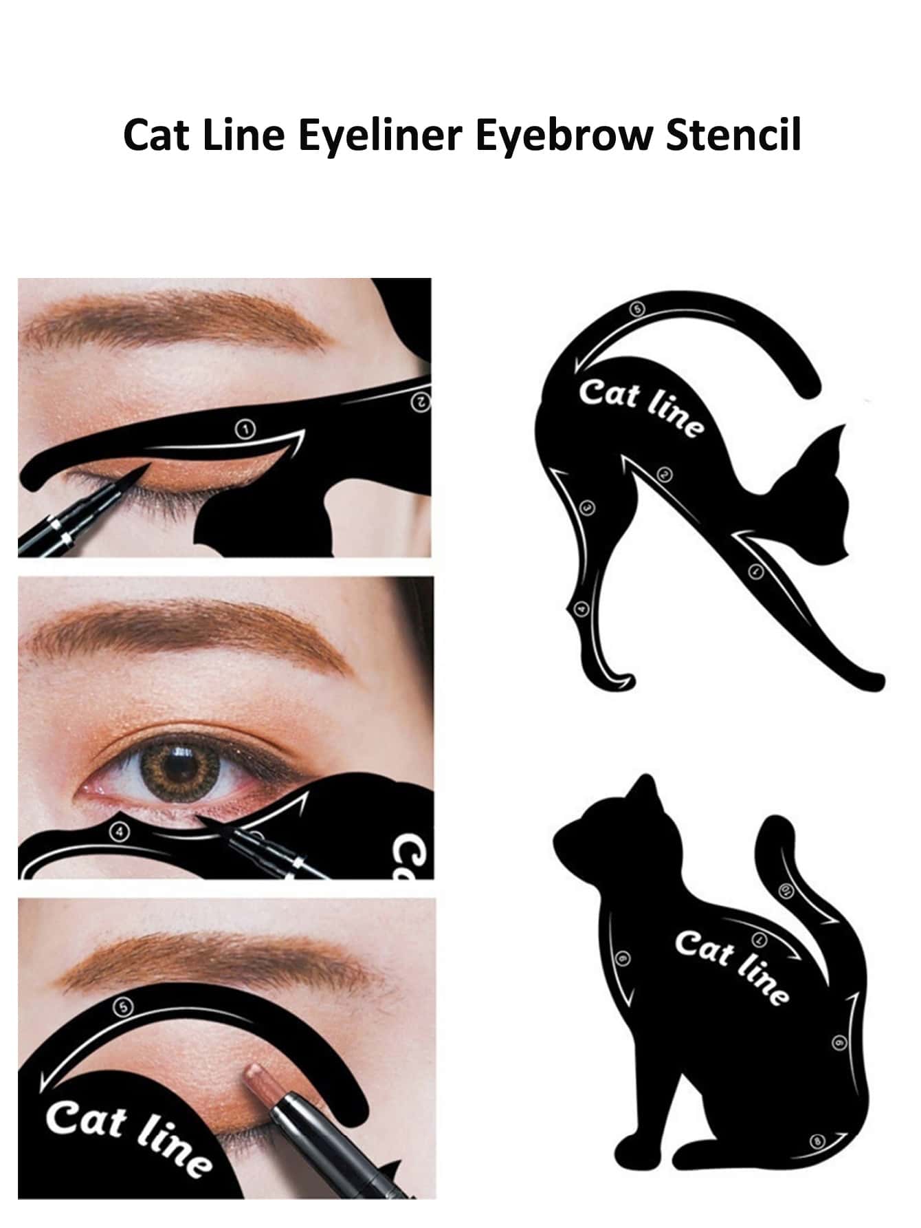 1pair Cat Line Eye Makeup Tool Eyebrows Eyeliner Stencils | SHEIN USA