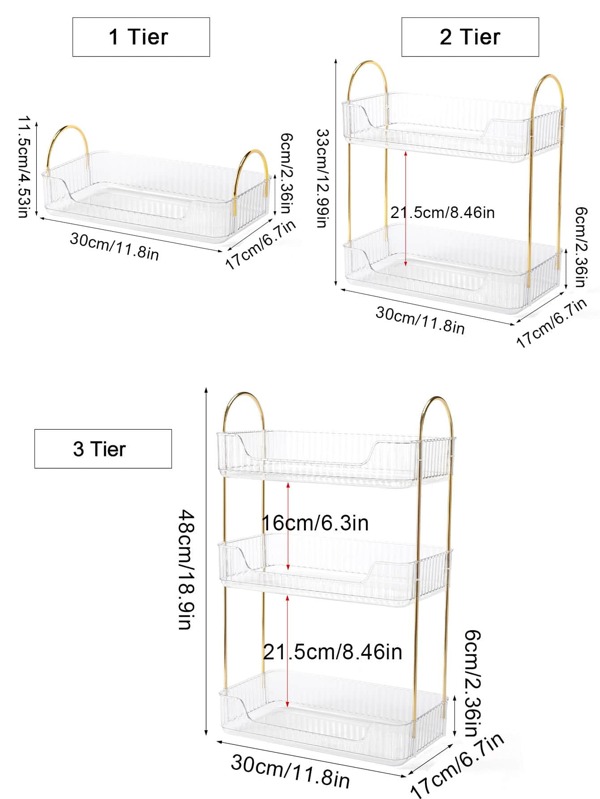 Bathroom Counter Organizer Countertop Storage, Cosmetics Skincare Shelf ...