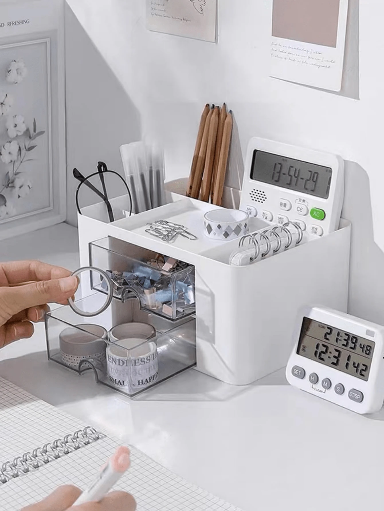White 2-drawer Desk Organizer For Stationeries | SHEIN USA