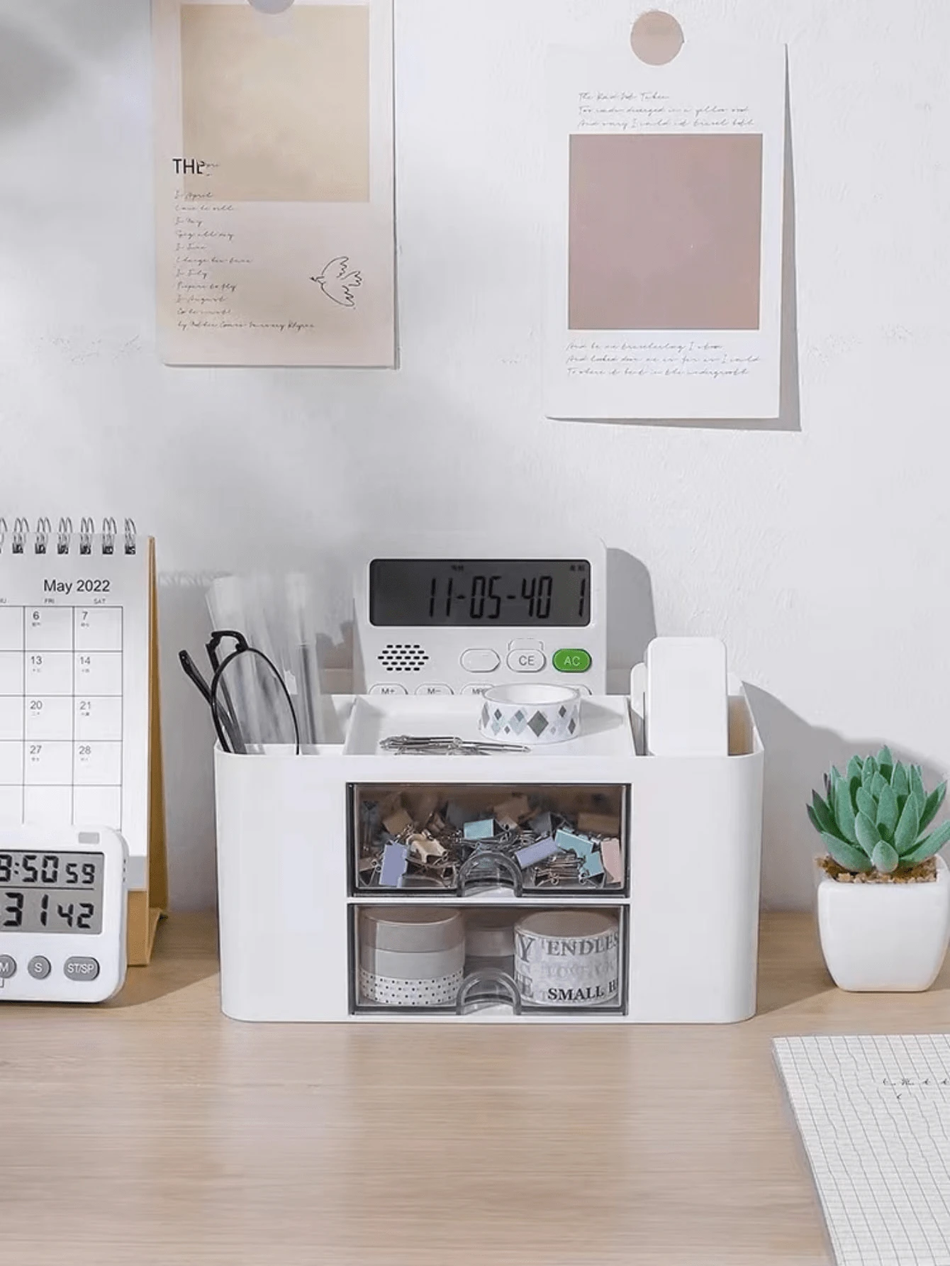 White 2-drawer Desk Organizer For Stationeries | SHEIN USA