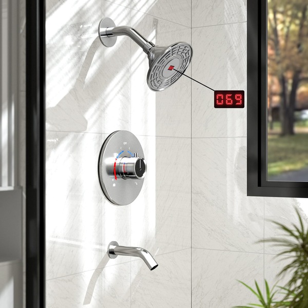EVERSTEIN 5 Inch LED Digital Temperature Display Shower Head and ...