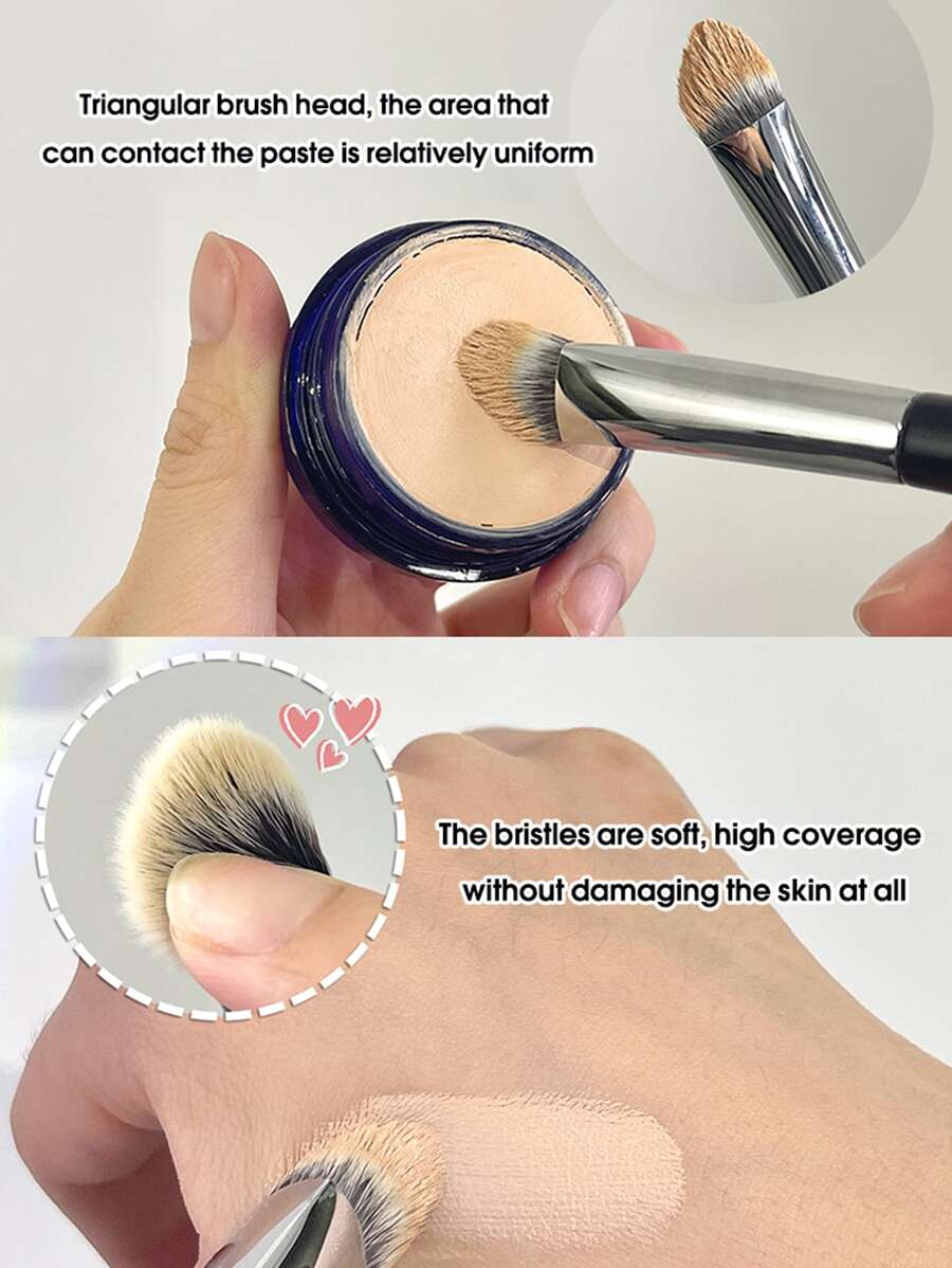 1pc Black Triangular Concealer Brush For Acne, Dark Circles, Tear ...