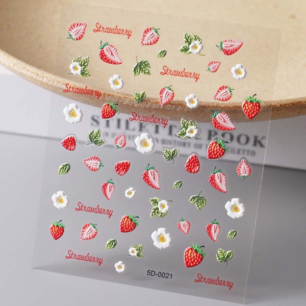 1 Sheet 5D Embossed Strawberry Pattern Nail Art Stickers Decals | SHEIN USA