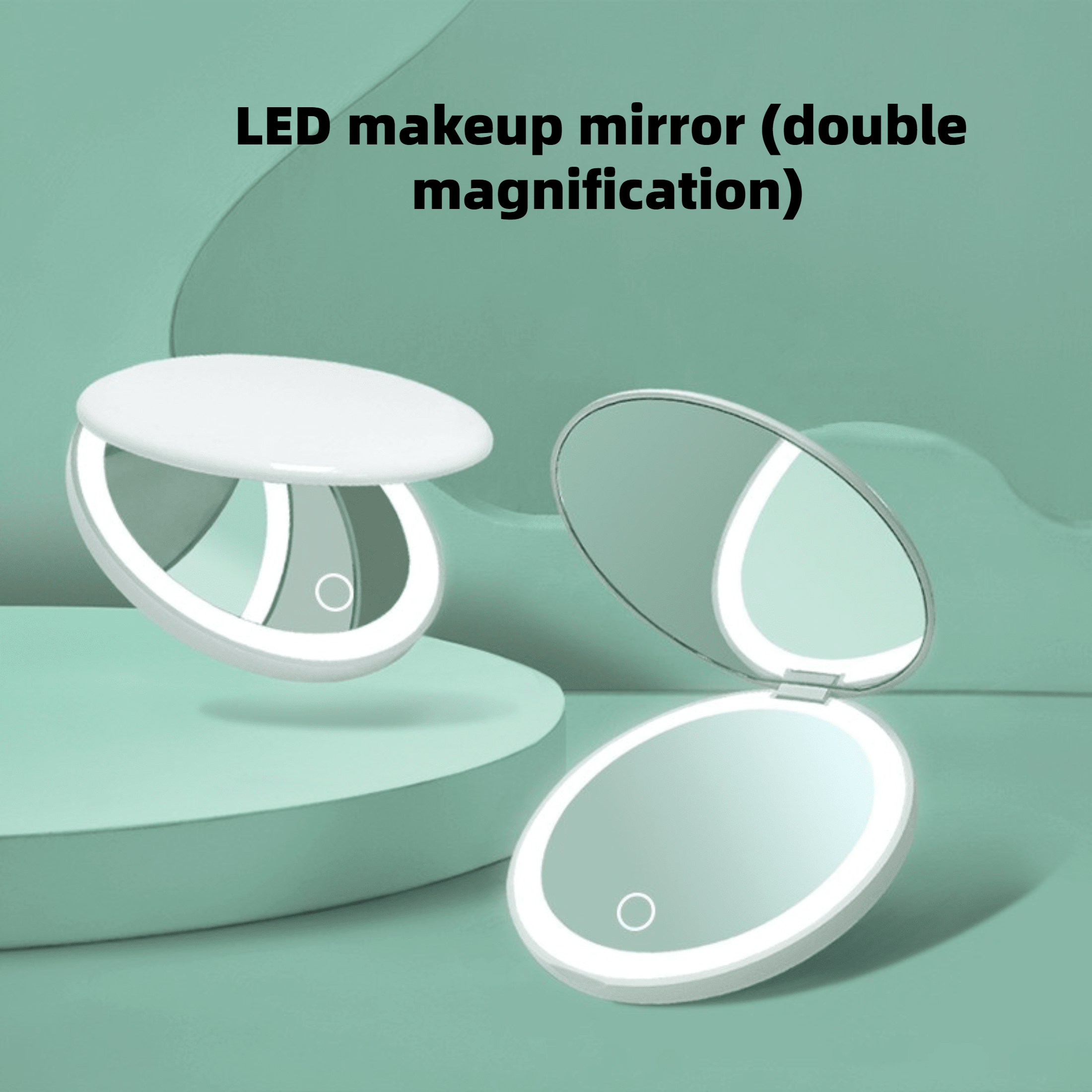 Pink Led Lighted Makeup Mirror, Tabletop Cosmetic Mirror With Folding ...
