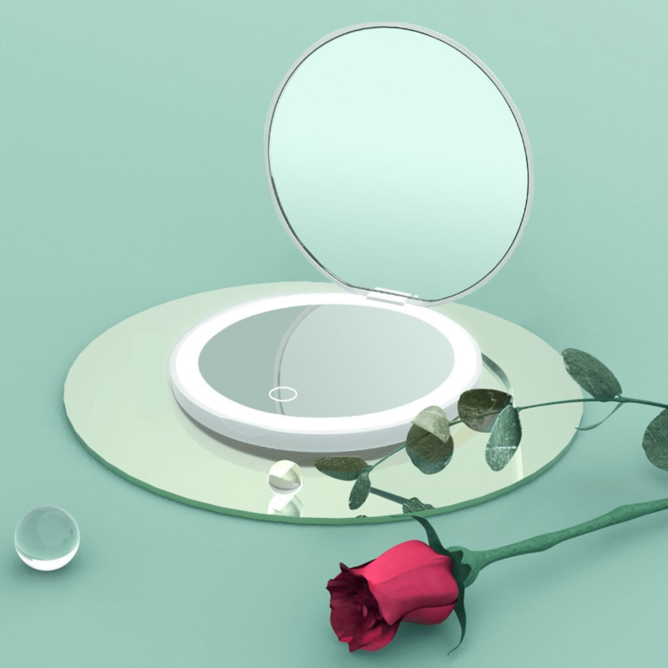 Pink Led Lighted Makeup Mirror, Tabletop Cosmetic Mirror With Folding ...