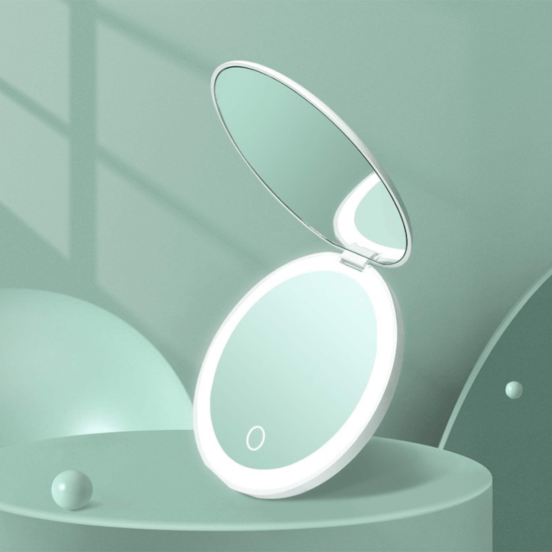 Pink Led Lighted Makeup Mirror, Tabletop Cosmetic Mirror With Folding ...