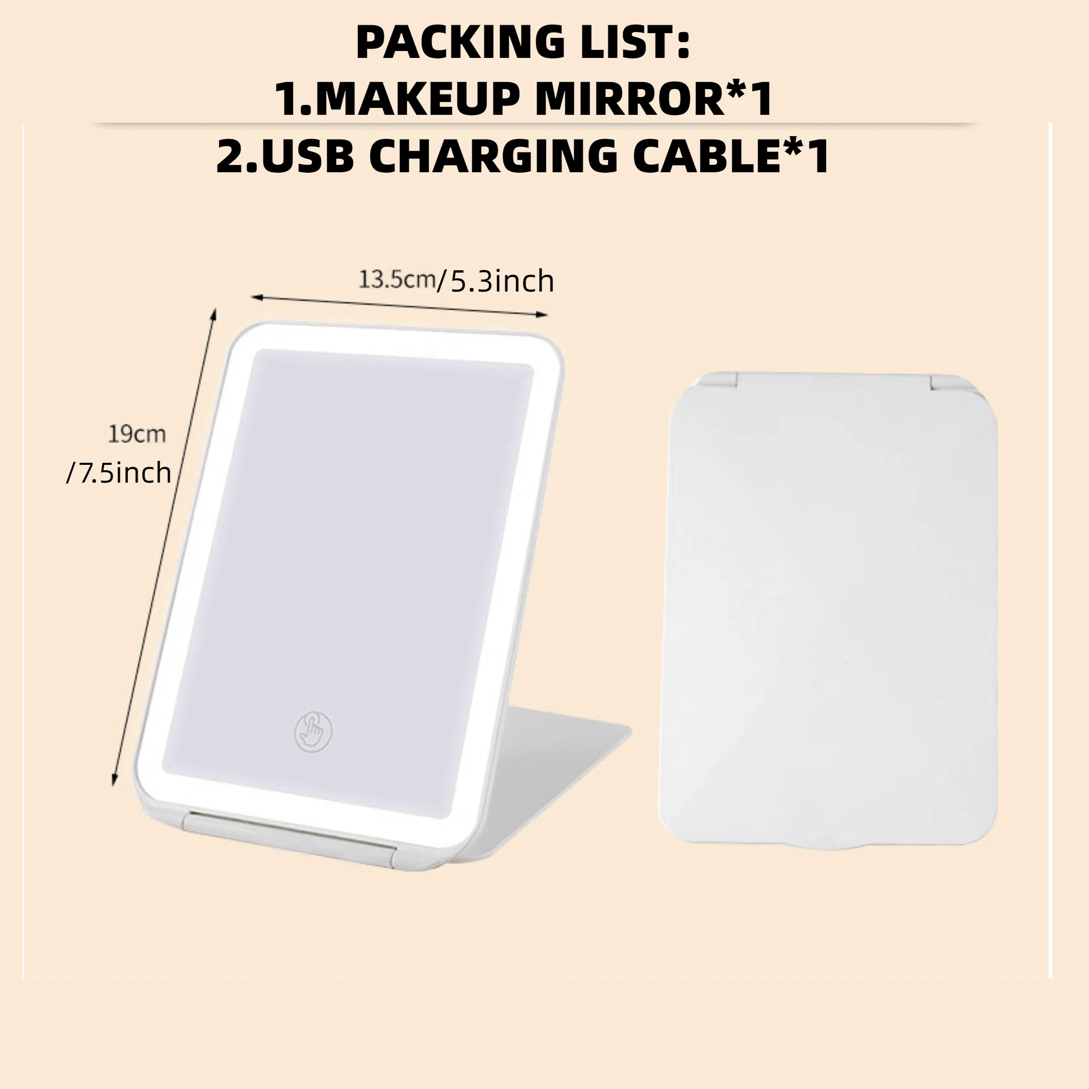 Tri-color Lighting Led Makeup Mirror With Built-in Light, Square Shape ...