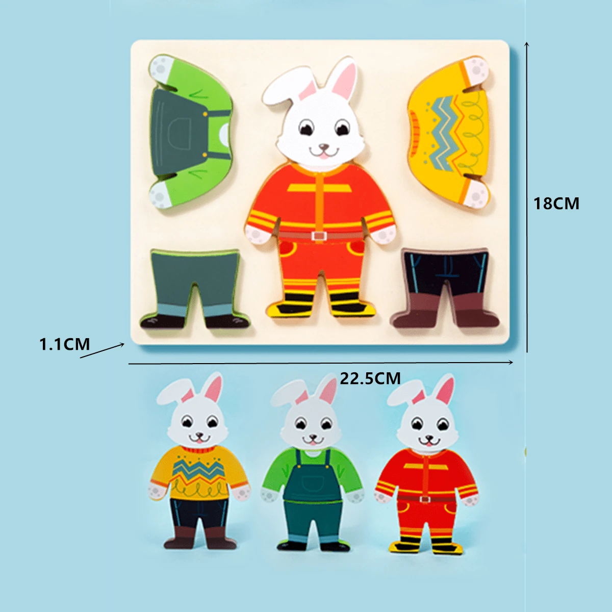 Animal Rabbit Dress Up Game Wooden Children's Toy For Boys, Puzzle ...