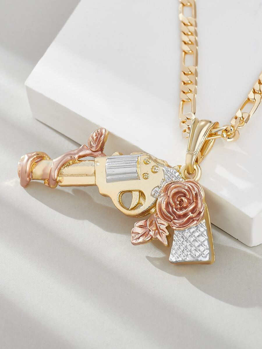 Tricolor Rose Gun Vintage Pendant | SHEIN USA