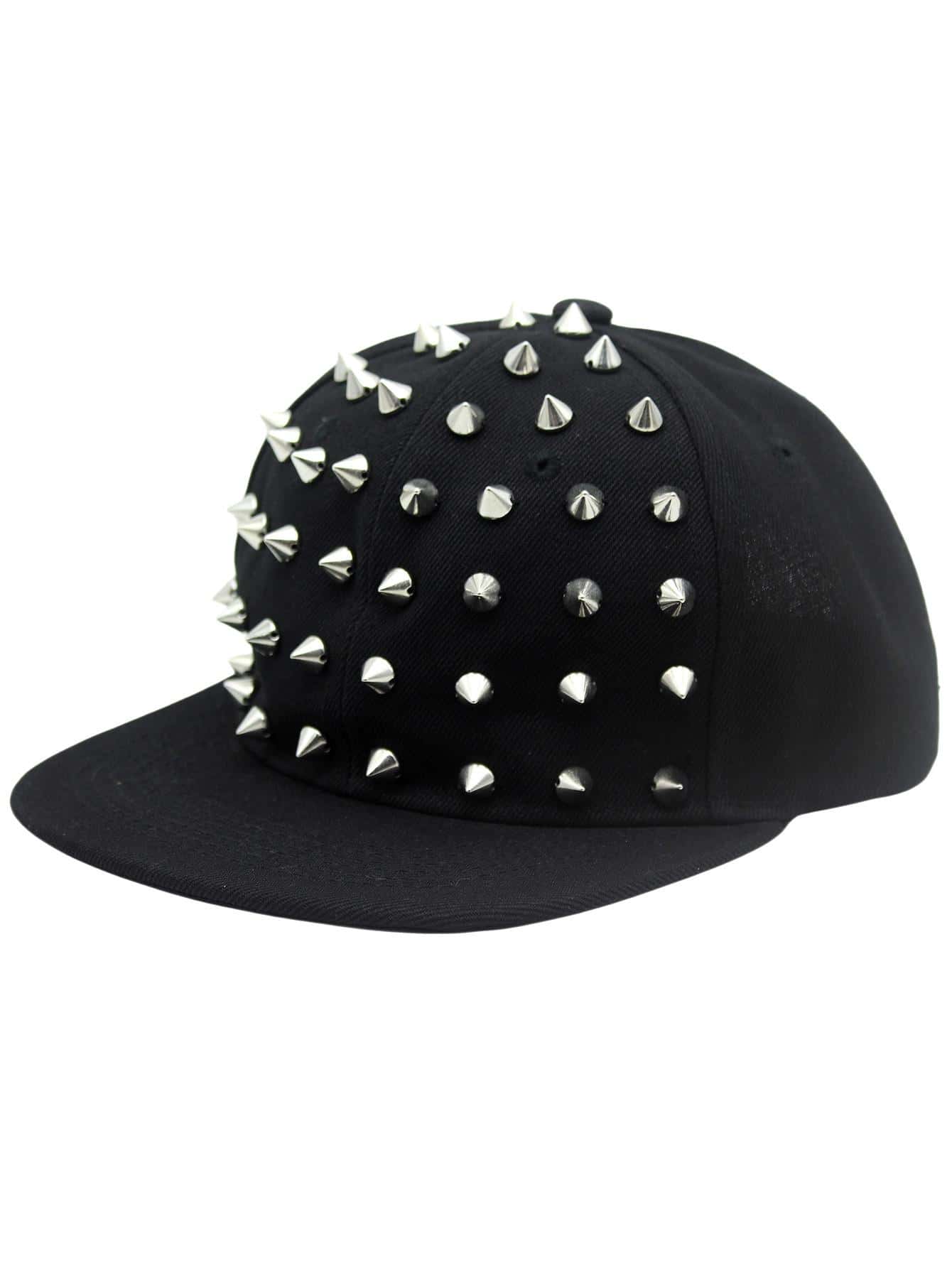 1pc Women's Solid Color Classic Punk Flat Brim Baseball Cap With Spike ...
