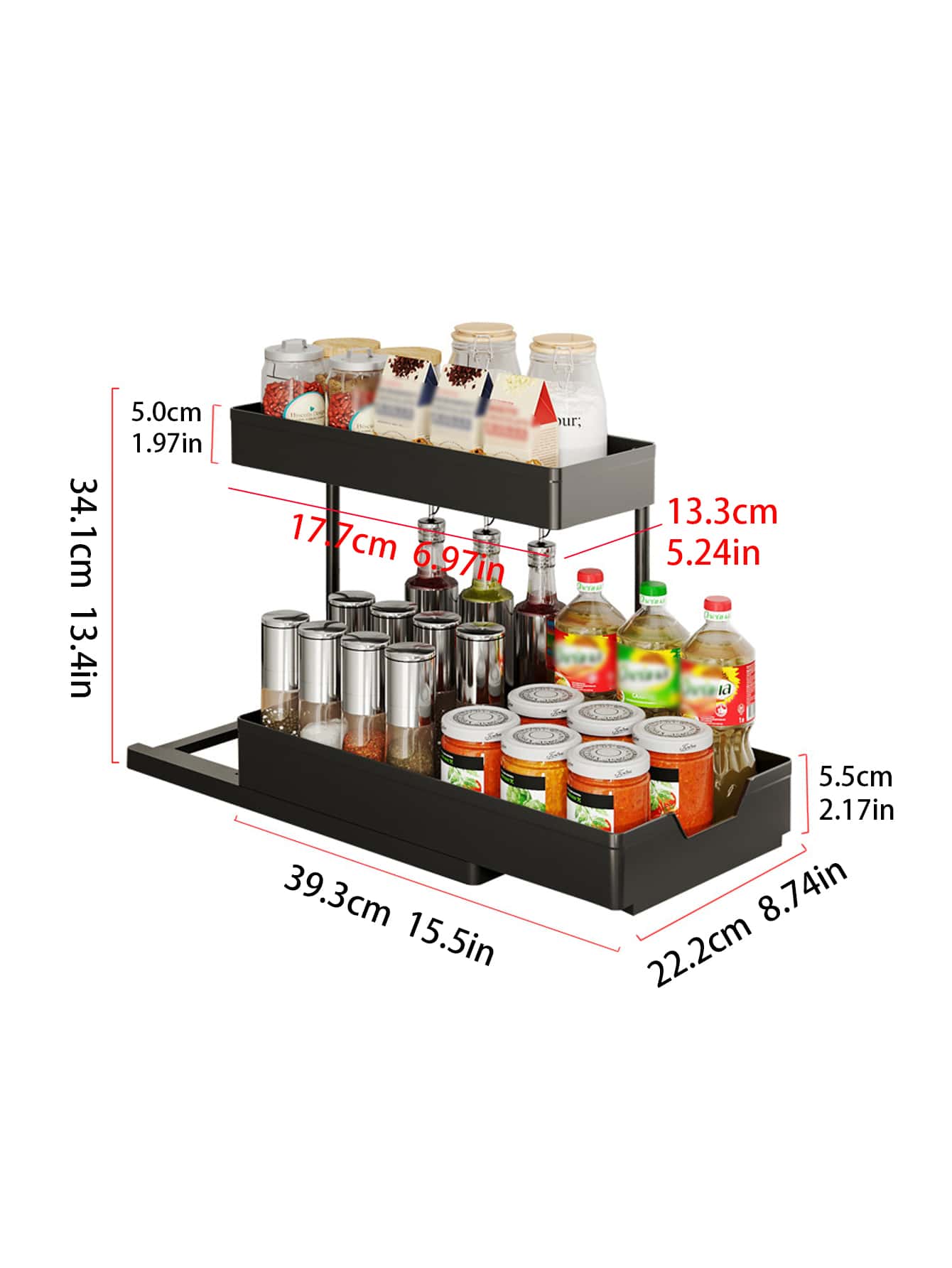 1pc Pull-out Condiment Storage Rack, Kitchen Organizer, Multi ...