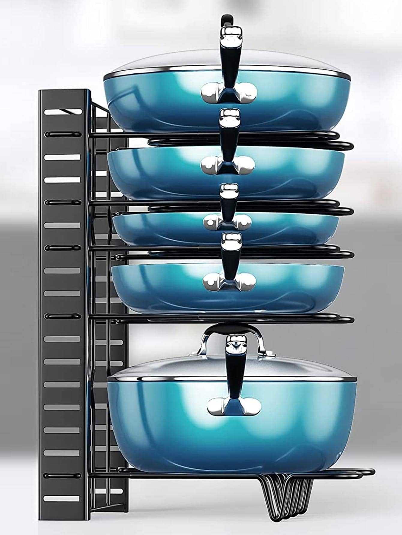 Pots and Pans Organizer, 8 Tier with 3 DIY Methods, Adjustable Rack for ...
