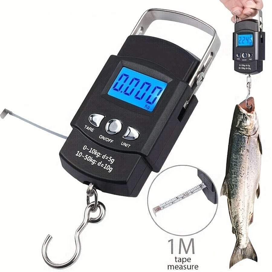 110lb/50kg Lcd Backlight Display Fishing Scale Electronic Hanging Hook ...