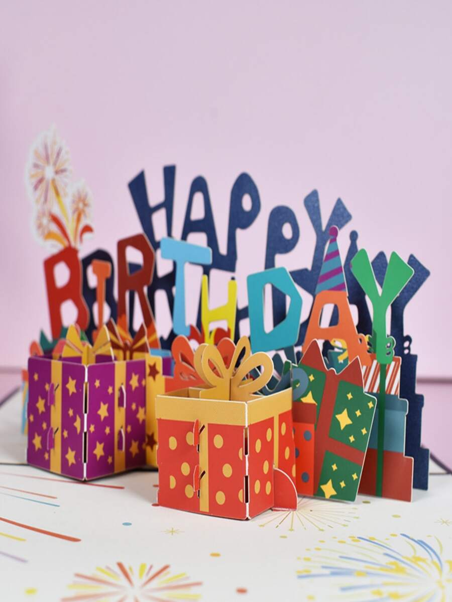 1pc 3d Handmade Paper Cut Happy Birthday Universal Greeting Card ...