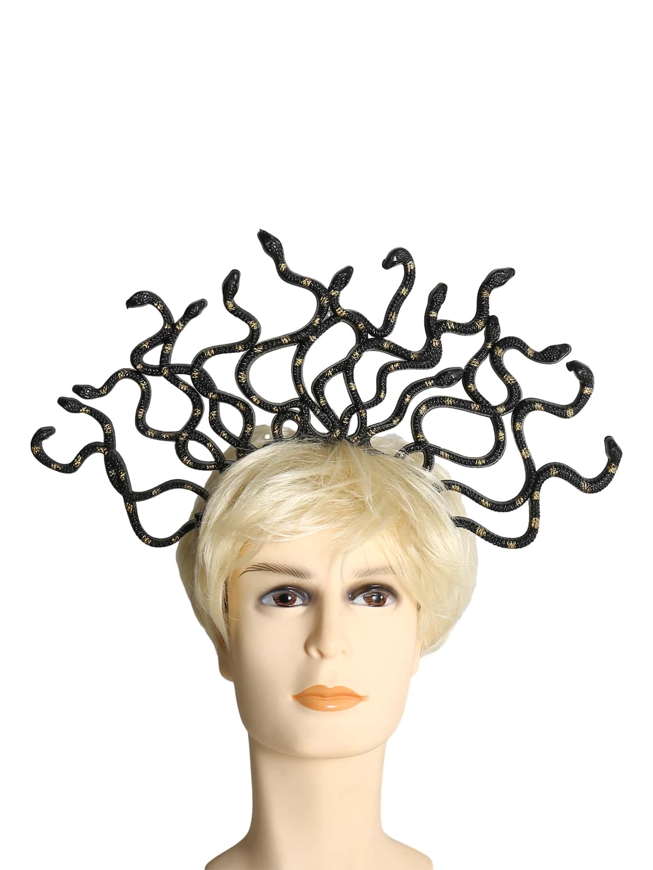 A golden Medusa snake head crown, party masquerade headdress, role play ...