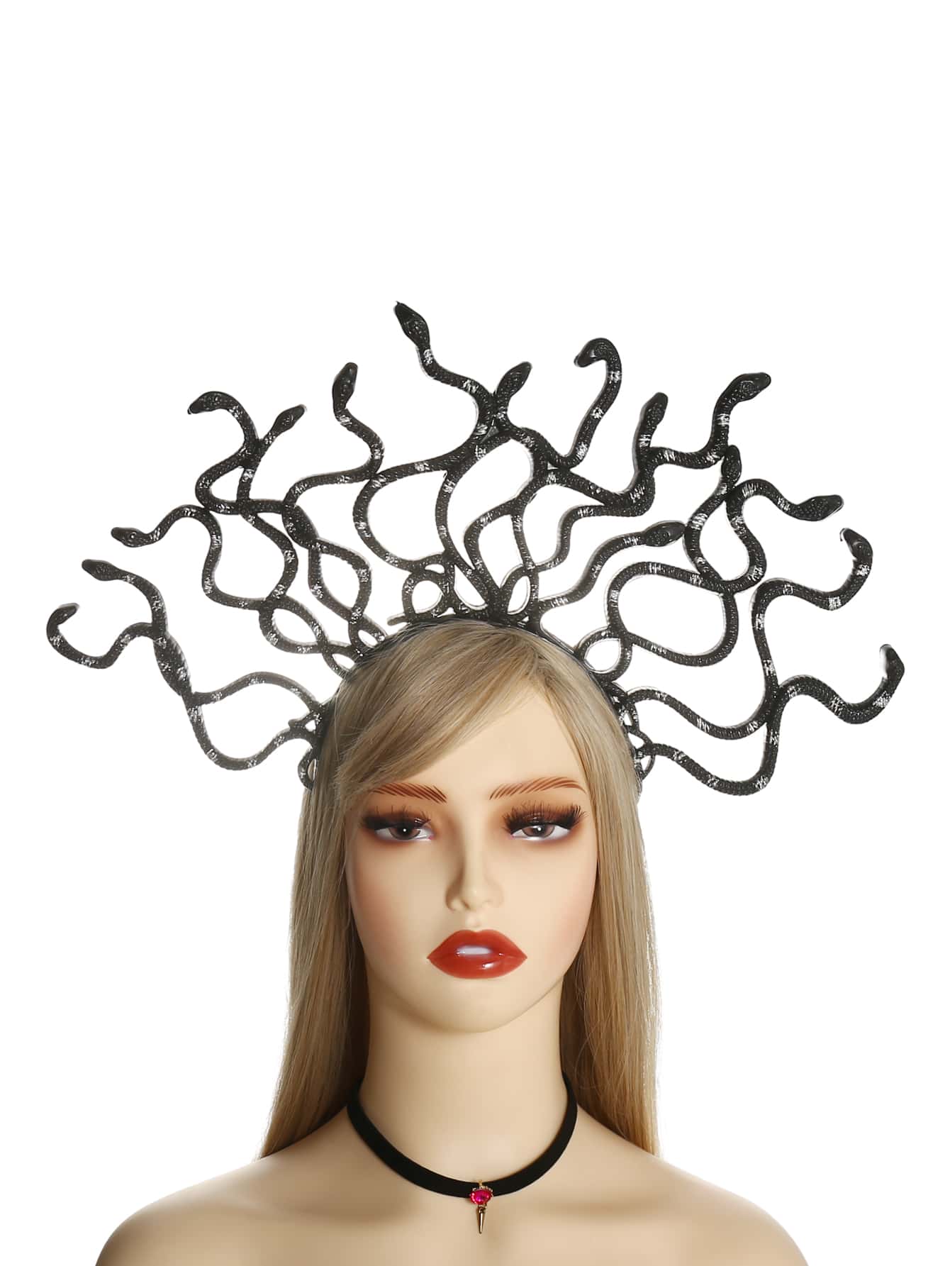 A silver Medusa snake head crown, party masquerade headdress, role play ...