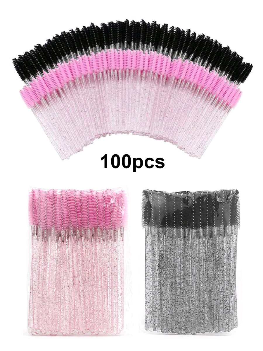 100Pcs 2 Colors Disposable Eyelash Brushes Mascara Wands Lash Eyebrow ...