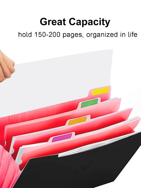 Cute Accordion Style Portable File Bag With Expandable 5 Pocket ...