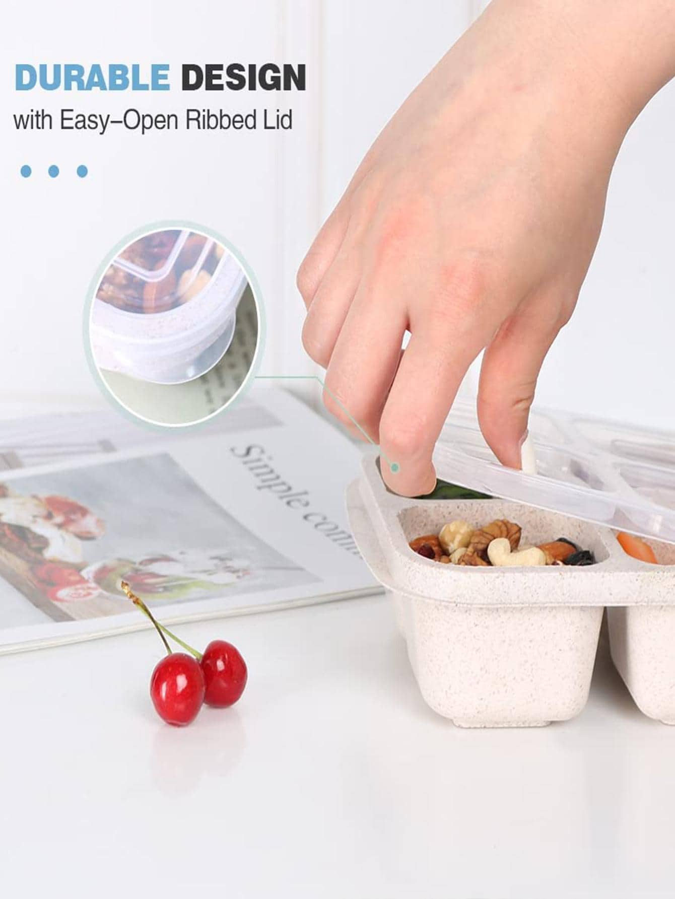 1Pack Bento Snack Containers Set, 4 Compartment Food Storage Containers ...