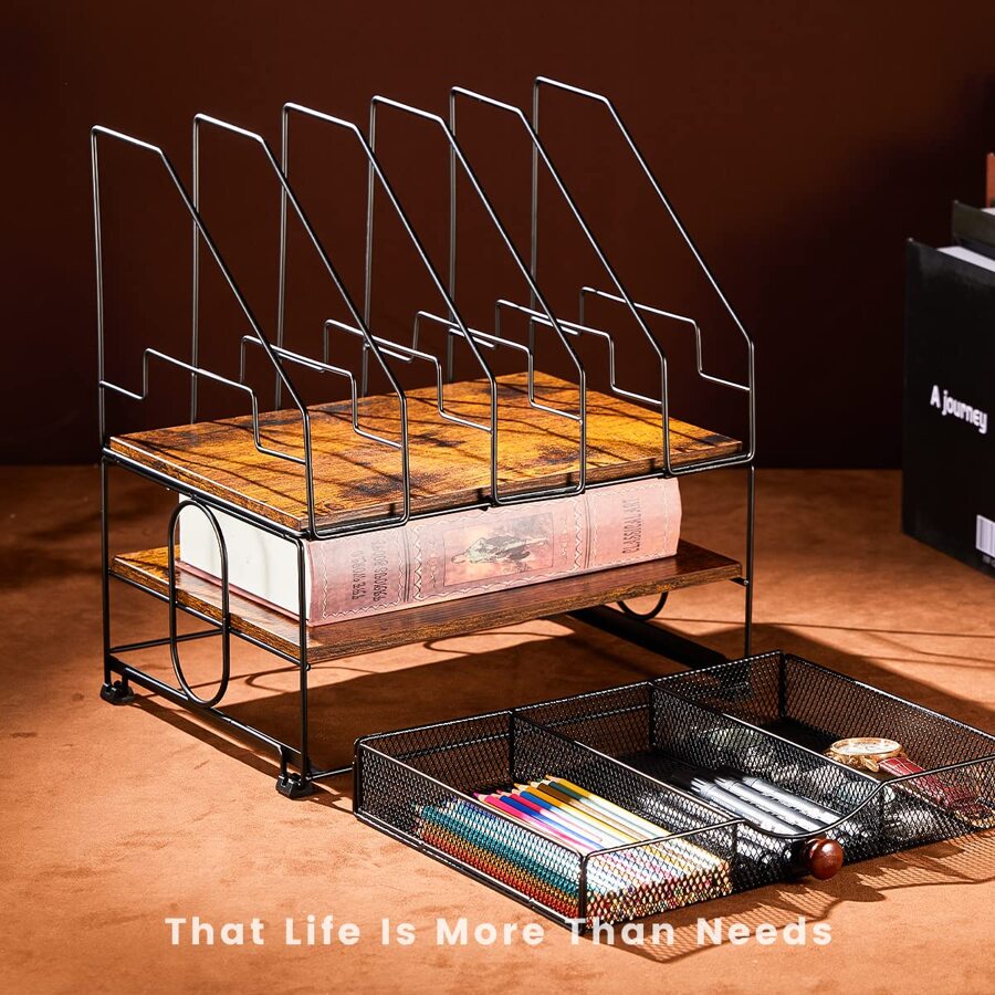 Desk Organizers, File Organizer For Desk, Wood Desk Organizer, Desktop ...