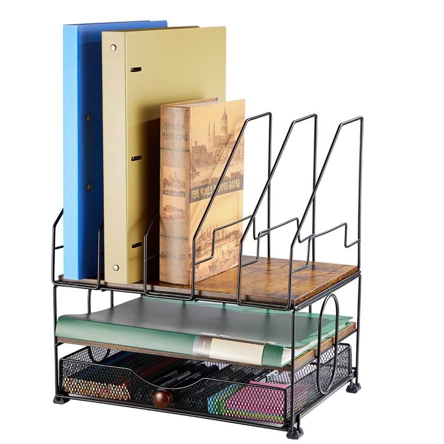 Desk Organizers, File Organizer For Desk, Wood Desk Organizer, Desktop ...