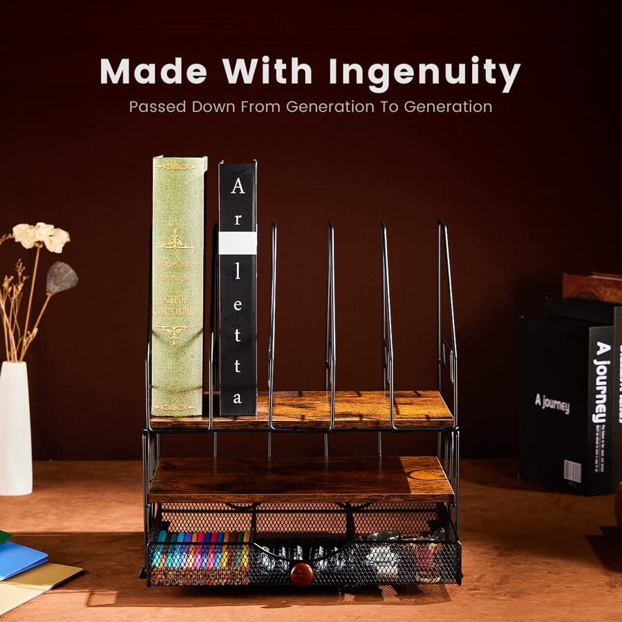 Desk Organizers, File Organizer For Desk, Wood Desk Organizer, Desktop ...