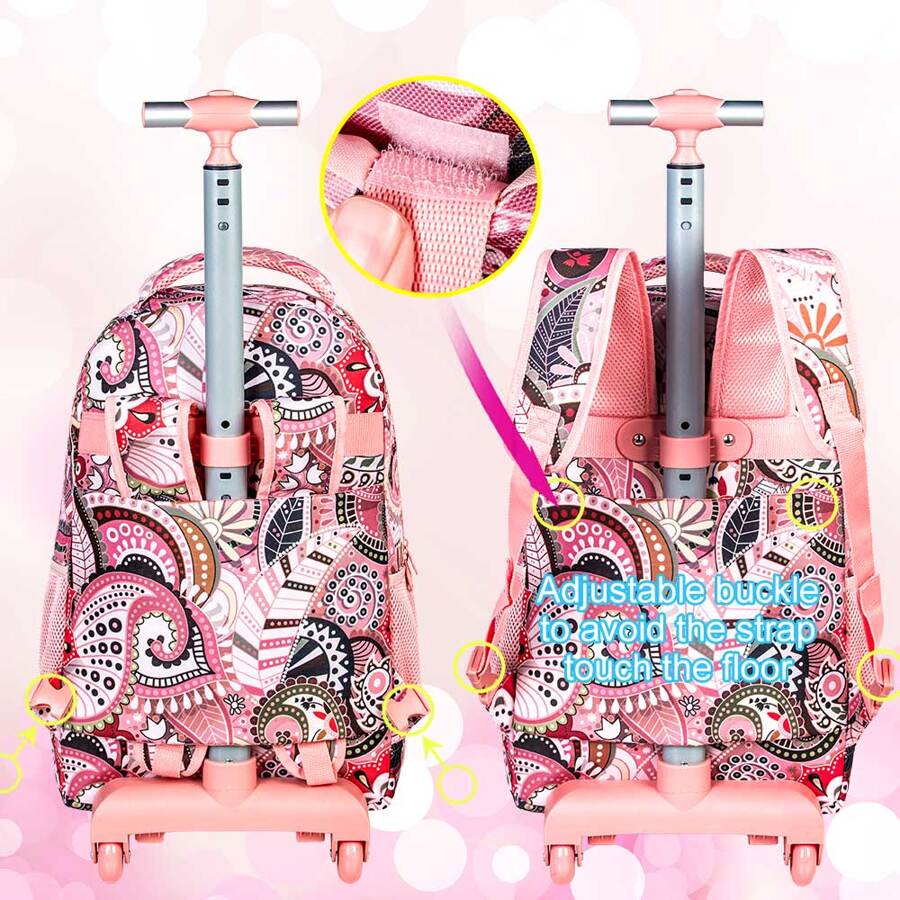 Rolling Backpack for Girls, 21 Inch Water Resistant Flowers Butterfly ...
