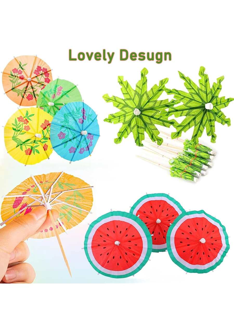 50 Counts Handmade Bamboo Toothpicks,Drink Umbrellas Cocktail Picks ...