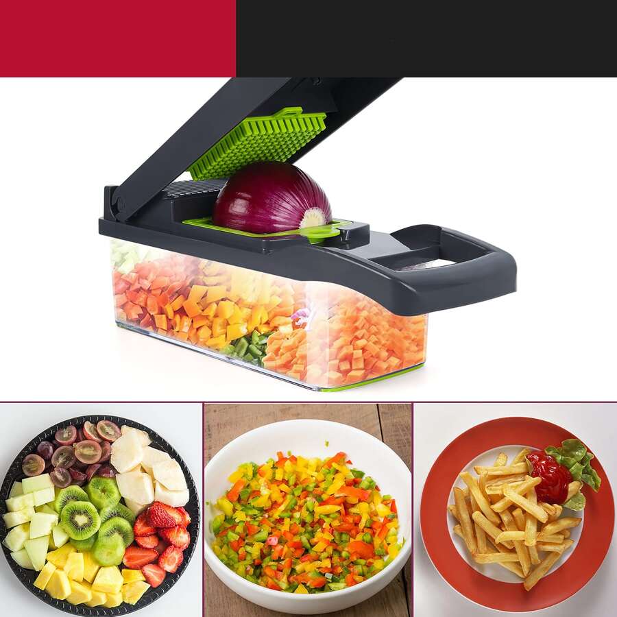 16-In-1Vegetable Chopper, Onion Mincer, Cutter, Dicer, Egg Slicer With ...