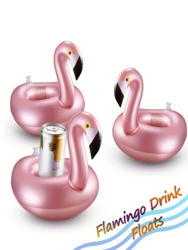 Inflatable Rose Gold Flamingo Design Swimming Pool Drink Holder ...