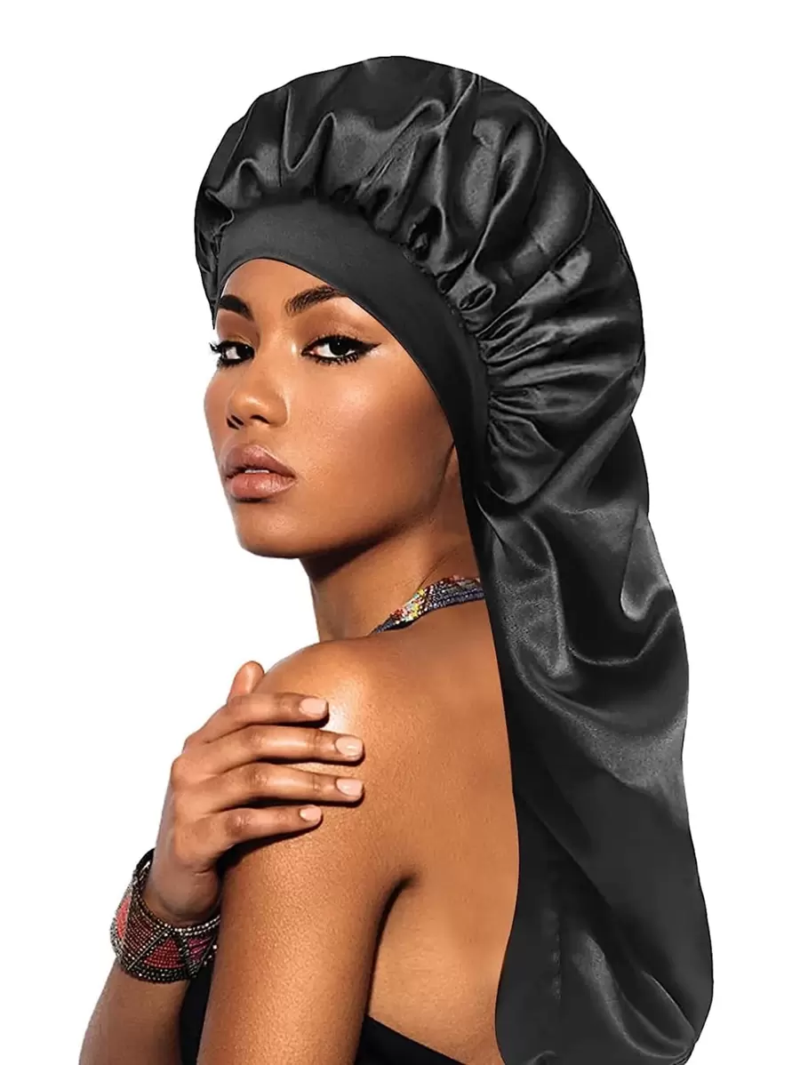 Long Satin Sleep Bonnet -Extra Large Night Cap for Women with Long ...