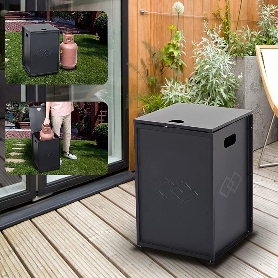 Metal Tank Cover Table For Gas Fire Pits, Gas Tank Holder Storage Side ...