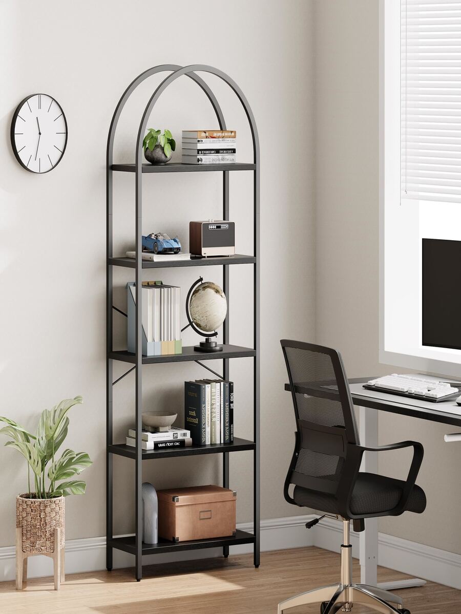 Bookshelf 5 Tier Bookcase Arched Display Racks Tall Standing ...