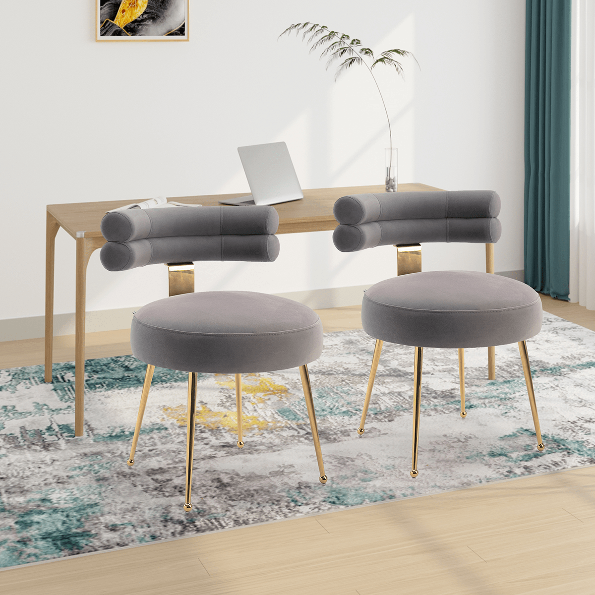 Leisure Dining Chairs Set of 2,Velvet Dining Room Kitchen Side Chair ...